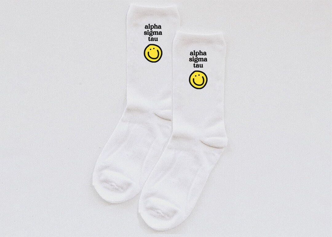 Alpha Sigma Tau Socks, Sorority Socks, Custom White Socks, Alpha Tau ...