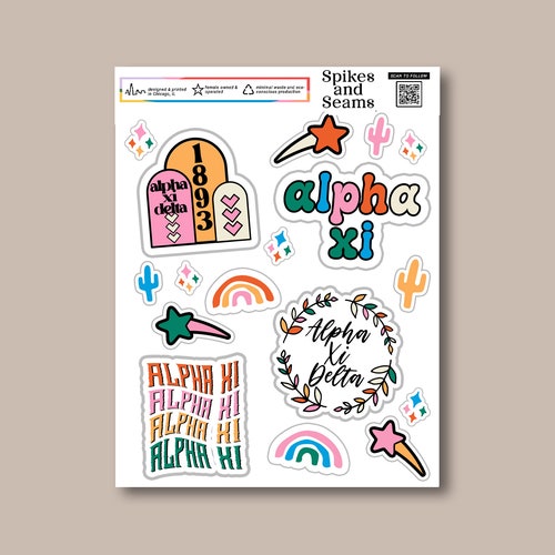 Alpha Xi Delta Sorority Sticker Pack Perfect for Bid Day - Etsy