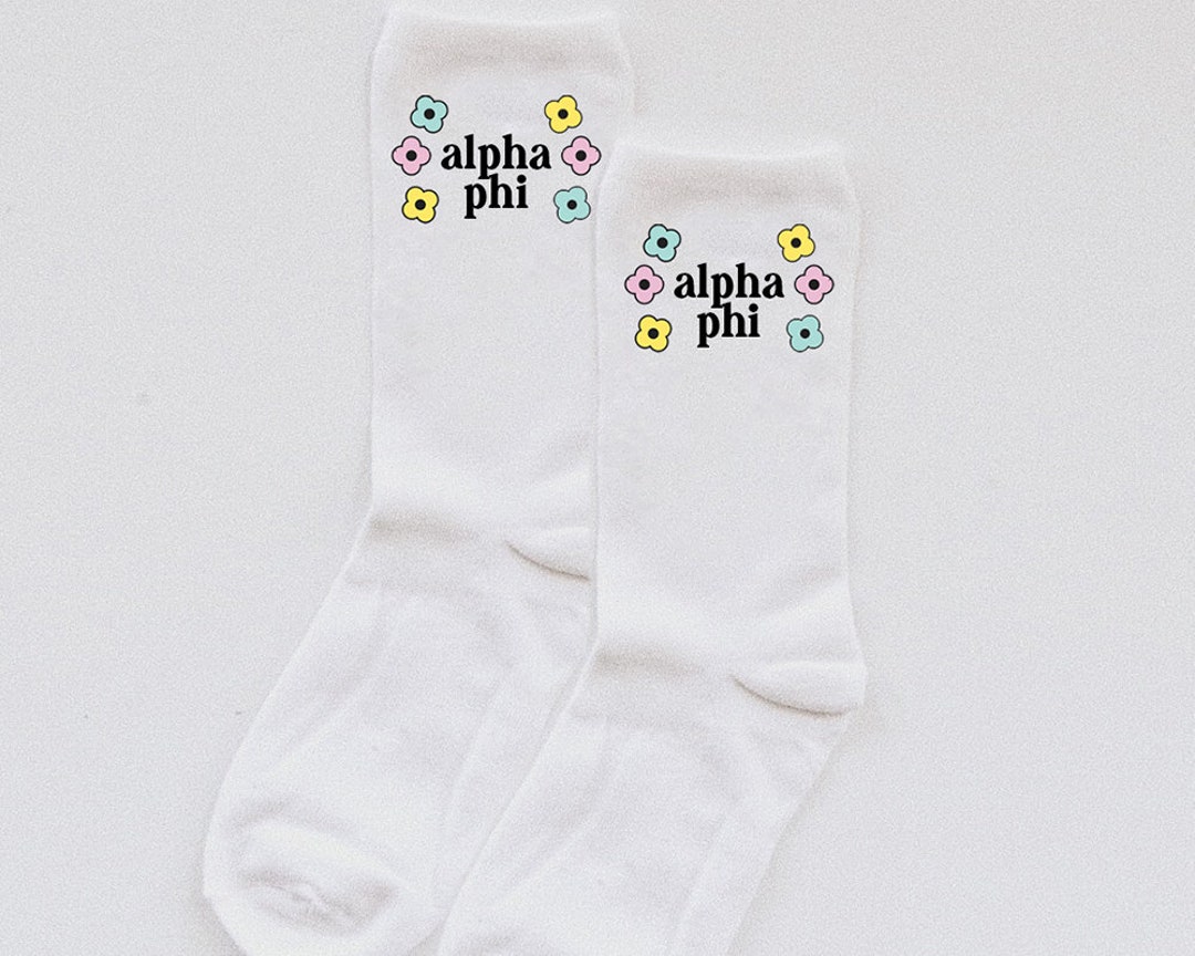 Alpha Phi, Sorority Socks, Custom White Socks, Alpha Phi Shirts, Bid ...