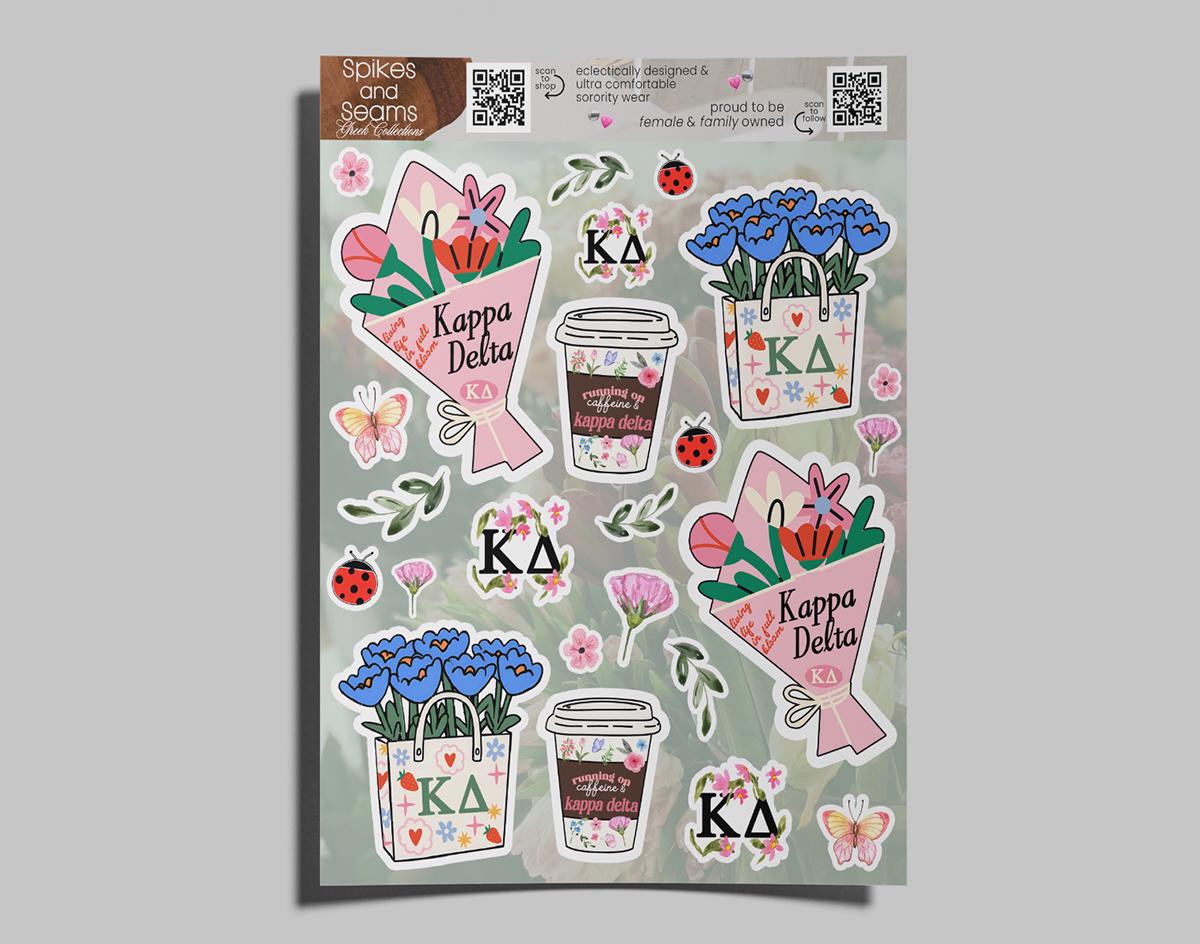 Floral Sorority Sticker Pack, Sorority Sisterhood Stickers, Greek ...