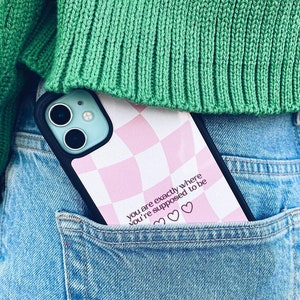 Pink Checkered iPhone Case, Checker Print iPhone Case, Pink iPhone Case ...