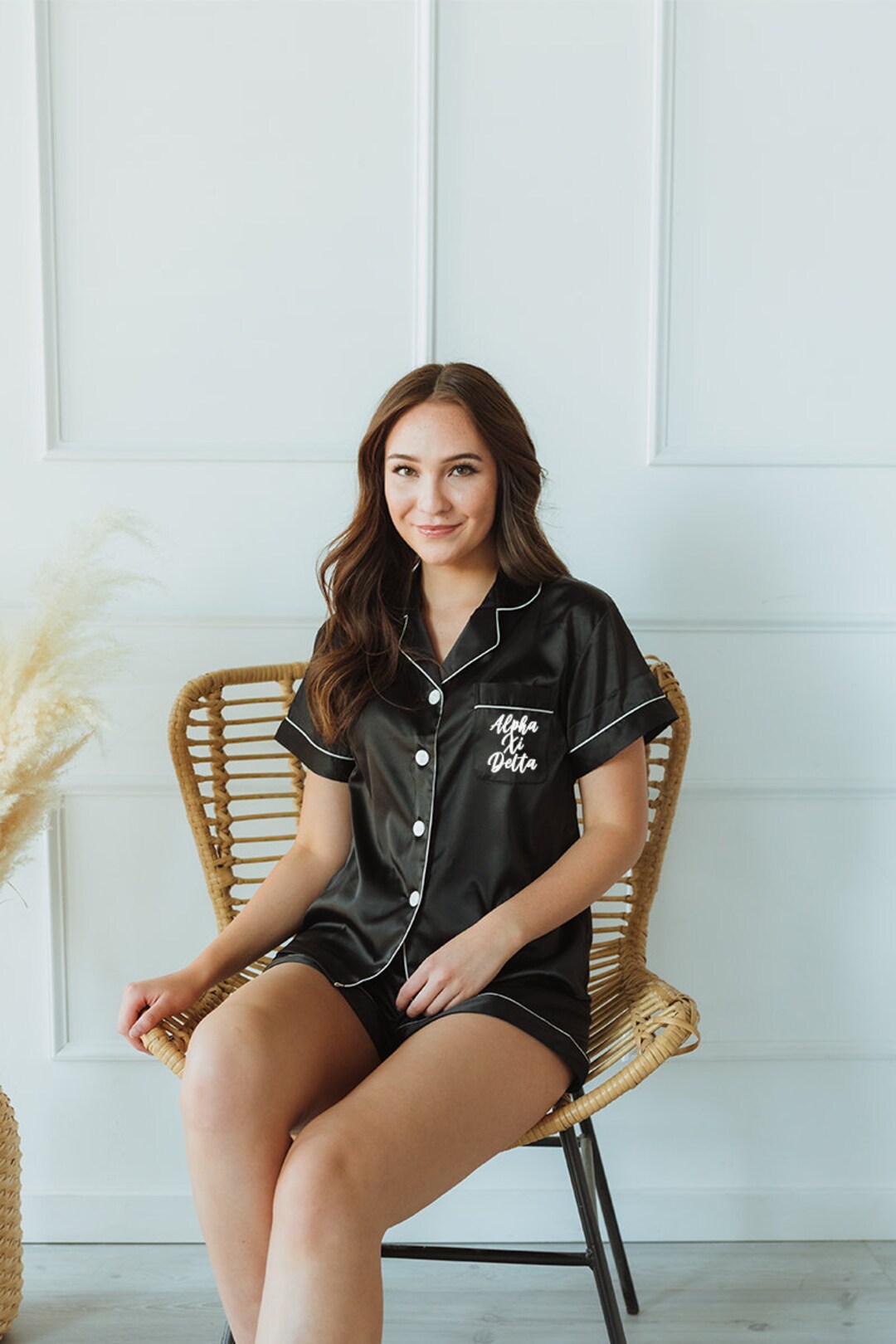 SCRIPT FONT| Alpha Xi Pajamas, Alpha Xi Delta, Custom Black Pajamas ...