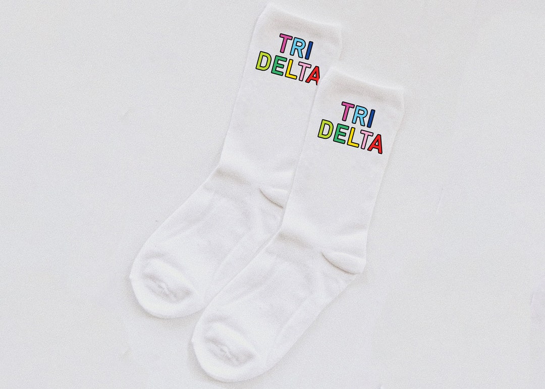 Tri Delta Socks Delta Delta Delta Custom White Socks - Etsy