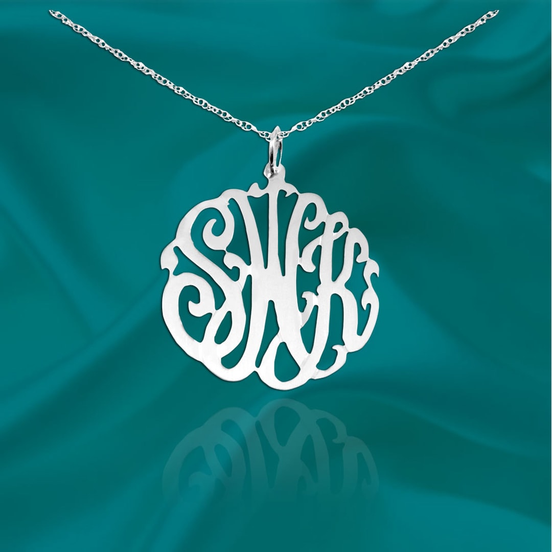 Monogram Necklace Sterling Silver - Personalized Monogram Initial ...
