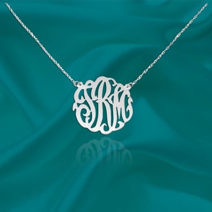 Mini Monogram Necklace - .5 Inch Sterling Silver - Personalized ...