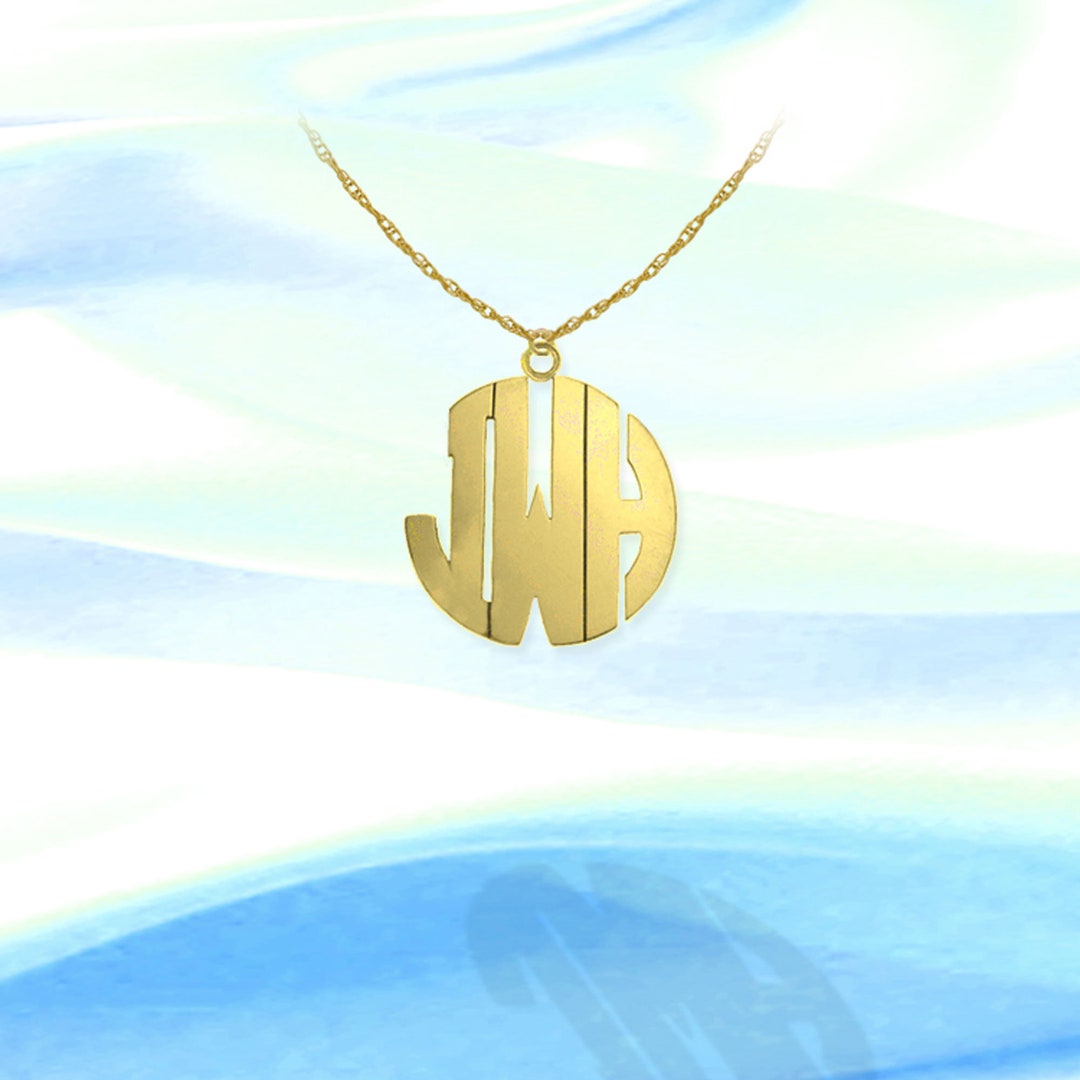 24K Gold Plated Sterling Silver Block Monogram Necklace - Handmade in ...