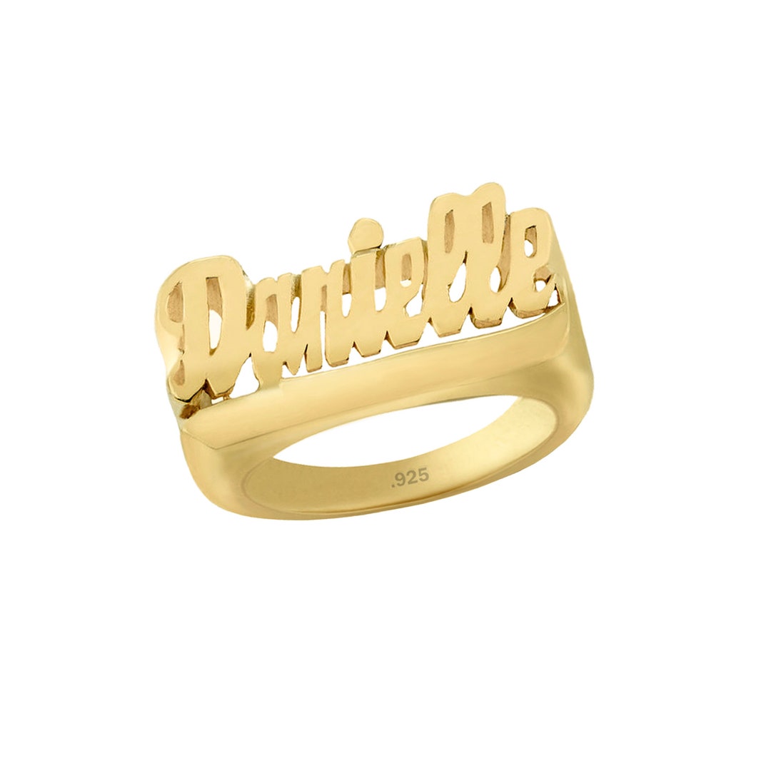 Name Ring 24K Gold Plated Sterling Silver Ring Personalized Name Ring ...