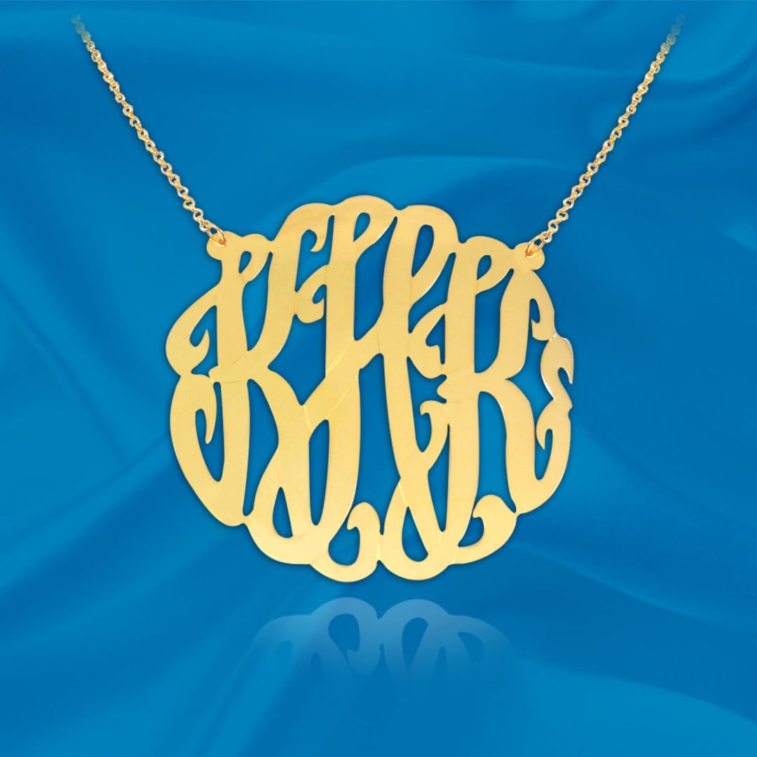 Initial Necklace - Personalized Monogrammed Necklace - 1 3/4 Inch .925 ...