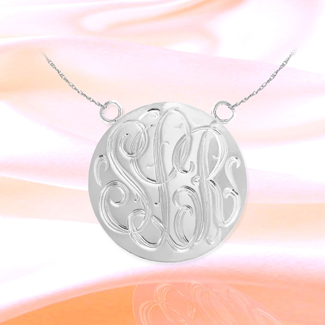 Personalized Monogram Disc Necklace 1.25 Inch - Monogram Disc Hand ...