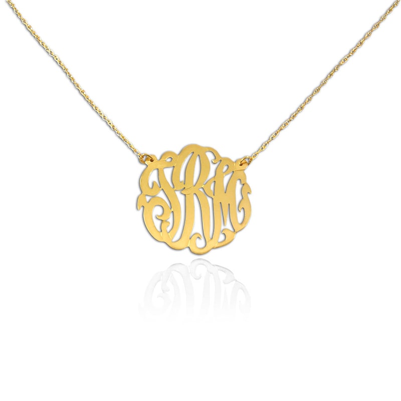 Gold Monogram Necklace - Etsy