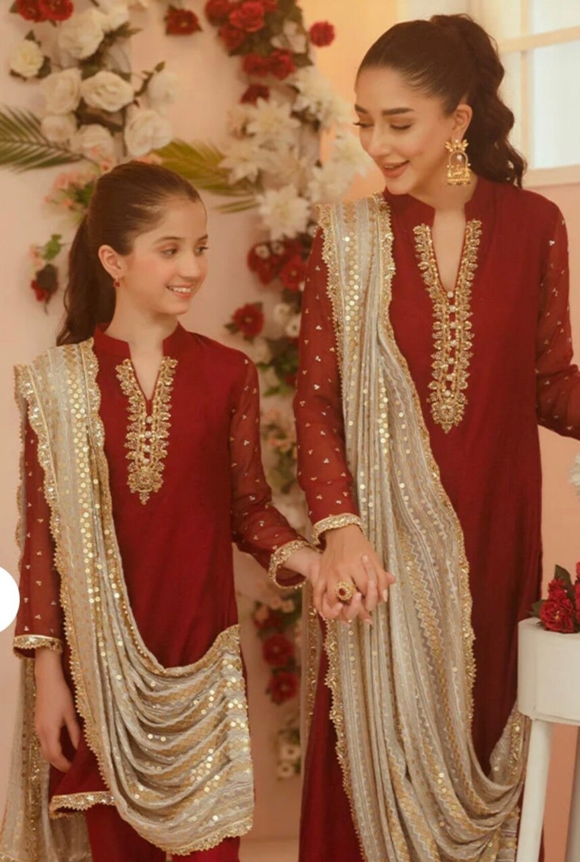 Pakistani Mommy and Me Ruby Red Eid Ramadan Outfit Shakwar Kameez - Etsy