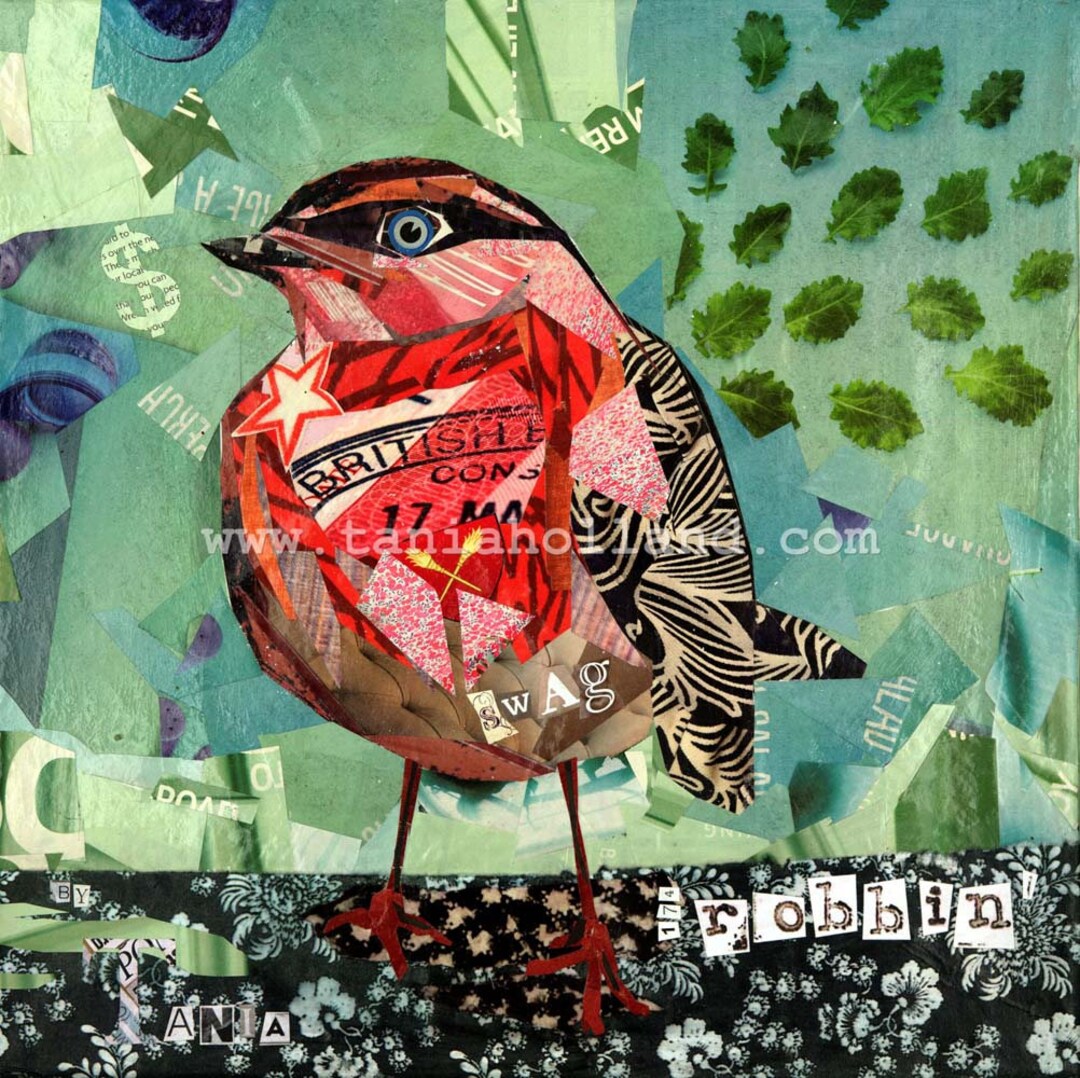 Robbin' Giclee Print From an Original Mixed Media Collage - Etsy