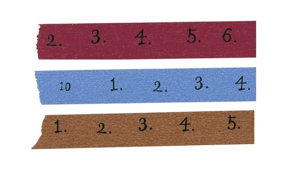 Classiky Numbers Washi Tape Set 1 Metre per Design, 3 Metres in Total ...