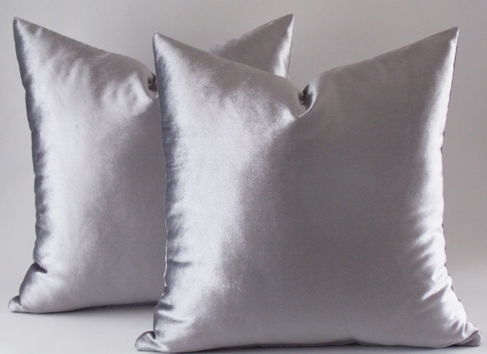 Set of 2 / Velvet Solid Silver Pillow Cover / Decorative - Etsy