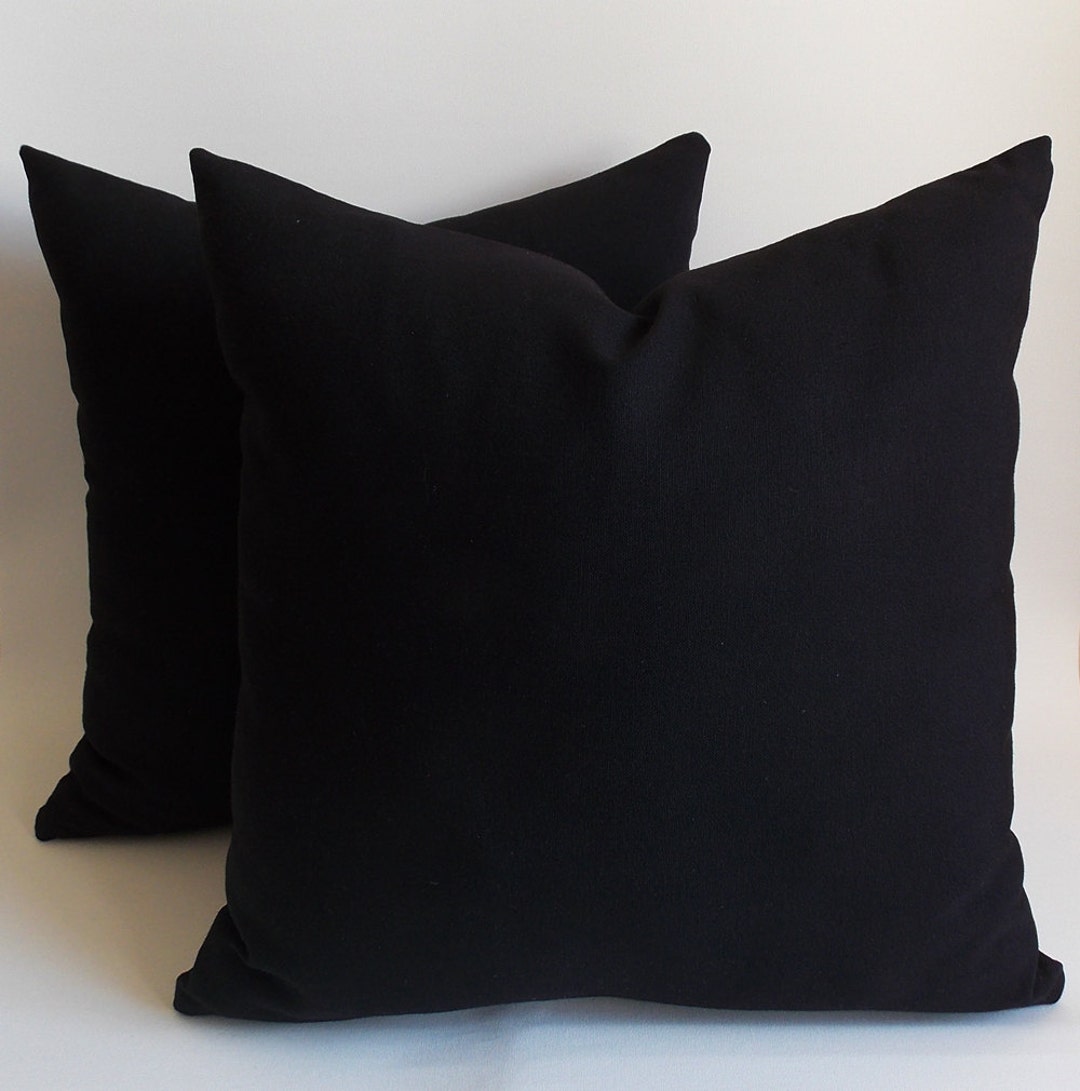 Black Cotton Pillow Cover Set: Solid Throw Pillow, Modern Home Decor - Etsy