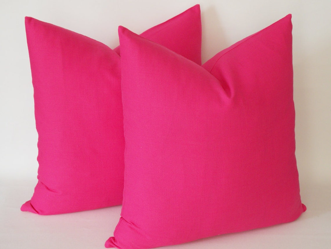 SET OF 2 / Hot Pink Linen Pillow Decorative Pillow Cover - Etsy