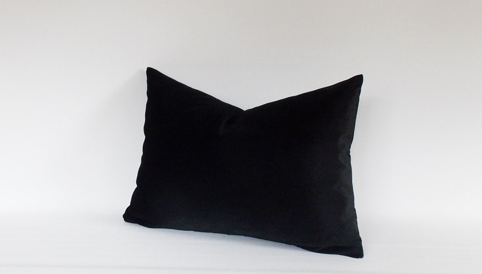 Velvet Cotton Black Lumbar Pillow Cover / Solid Black - Etsy