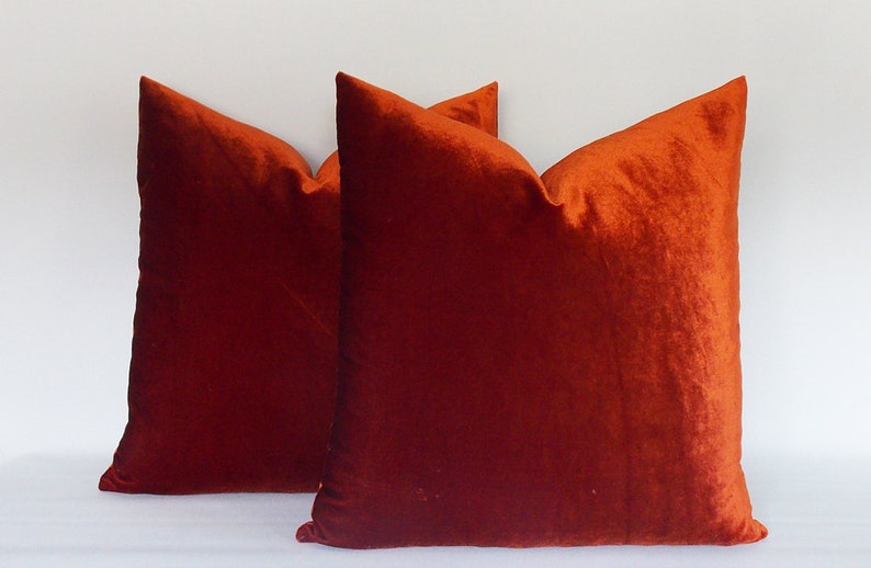 SET OF 2 / Brick Red Velvet Pillow Cases Decorative Pillows - Etsy