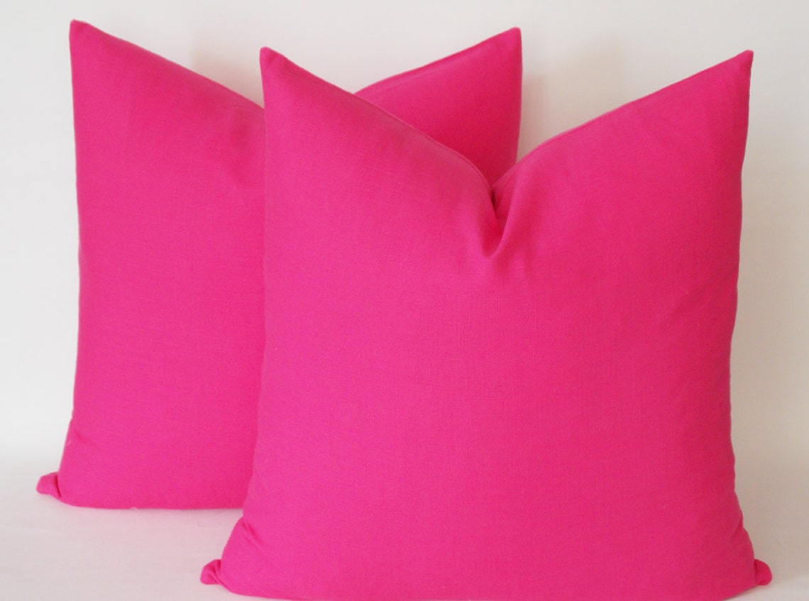 SET OF 2 / Hot Pink Linen Pillow Decorative Pillow Cover - Etsy