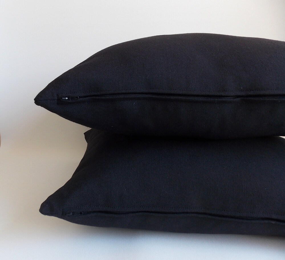 SET 2/ Black Pillow Black Decorative Pillow Black Throw - Etsy
