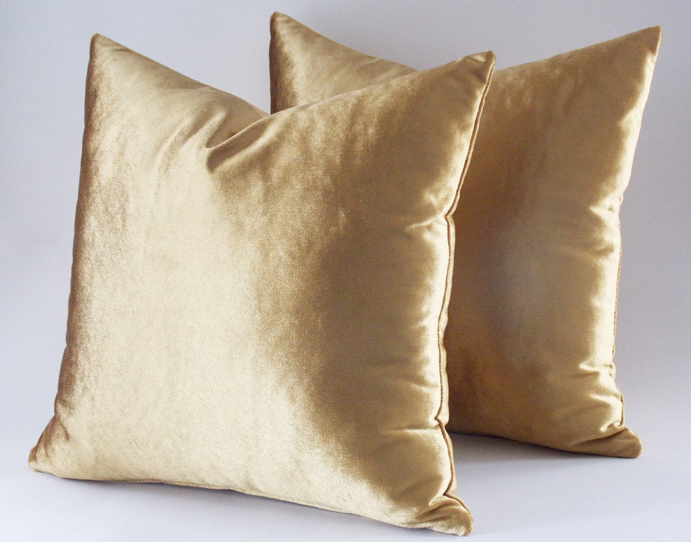 Set of 2 Velvet Gold Pillow Covers: Decorative Throw Pillows - Etsy