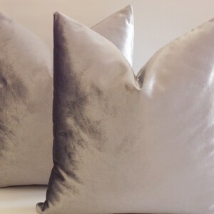 Set of 2 Solid Silver Velvet Pillow Covers: Decorative Throw Pillows - Etsy