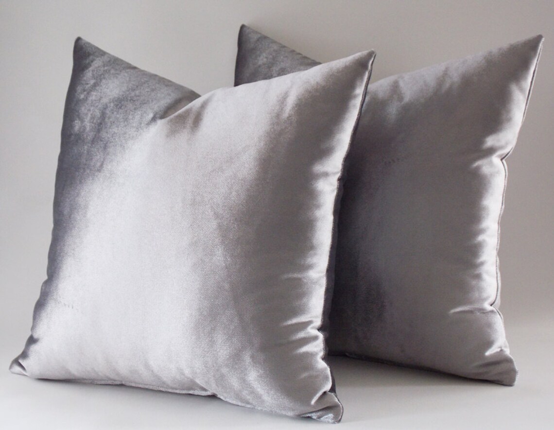 Set of 2 / Velvet Solid Silver Pillow Covers Silver - Etsy