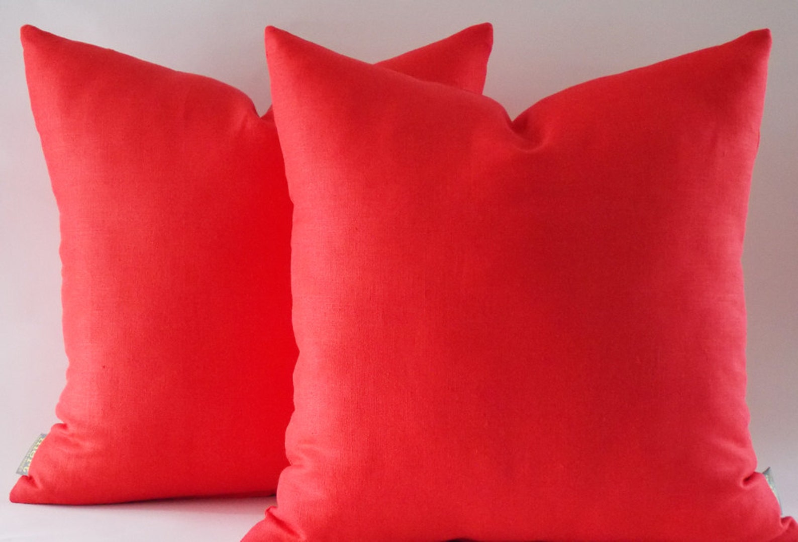 Set 2 / Red Linen Pillows, Cushion Cover, Decorative Throw Pillows ...