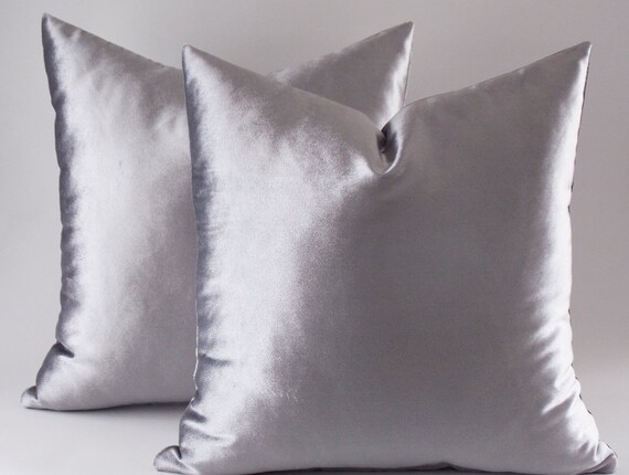 Set Of 2 / Velvet Solid Silver Pillow Cover / Decorative | Etsy