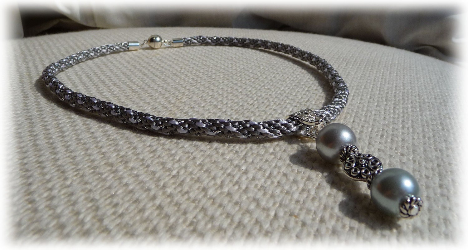 Grey & Silver Necklace With Grey Pearls GSN1 - Etsy