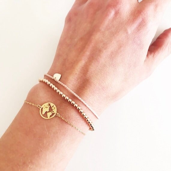 World map bracelet available in 18K Gold plated over sterling | Etsy