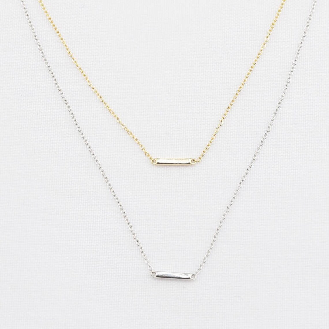 Minimalist Tiny Bar Necklace Available in 18K Gold Plated or | Etsy