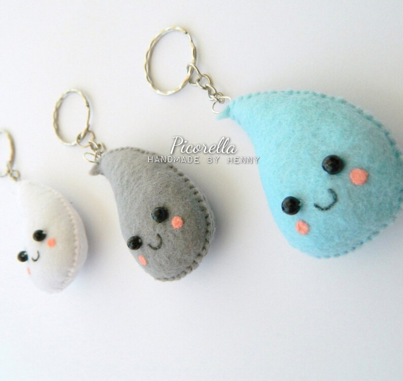 Felt Rain Droplet Rainbow Cloud Keychain Kawaii Cute Gift - Etsy