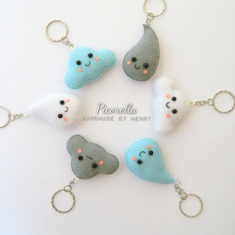 Felt Rain Droplet Rainbow Cloud Keychain Kawaii Cute Gift - Etsy
