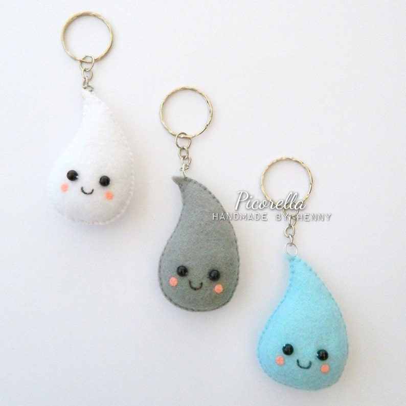 Felt Rain Droplet Rainbow Cloud Keychain Kawaii Cute Gift - Etsy