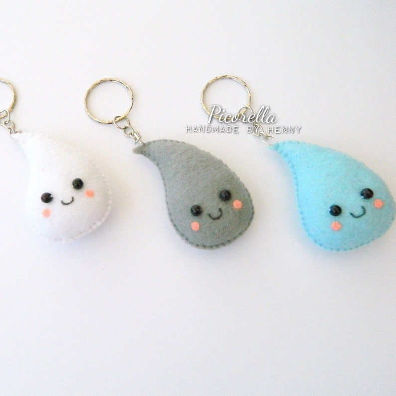 Felt Rain Droplet Rainbow Cloud Keychain Kawaii Cute Gift - Etsy