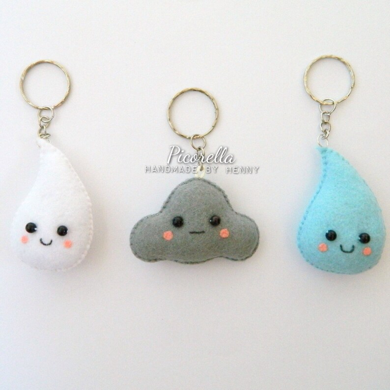 Felt Rain Droplet Rainbow Cloud Keychain Kawaii Cute Gift - Etsy