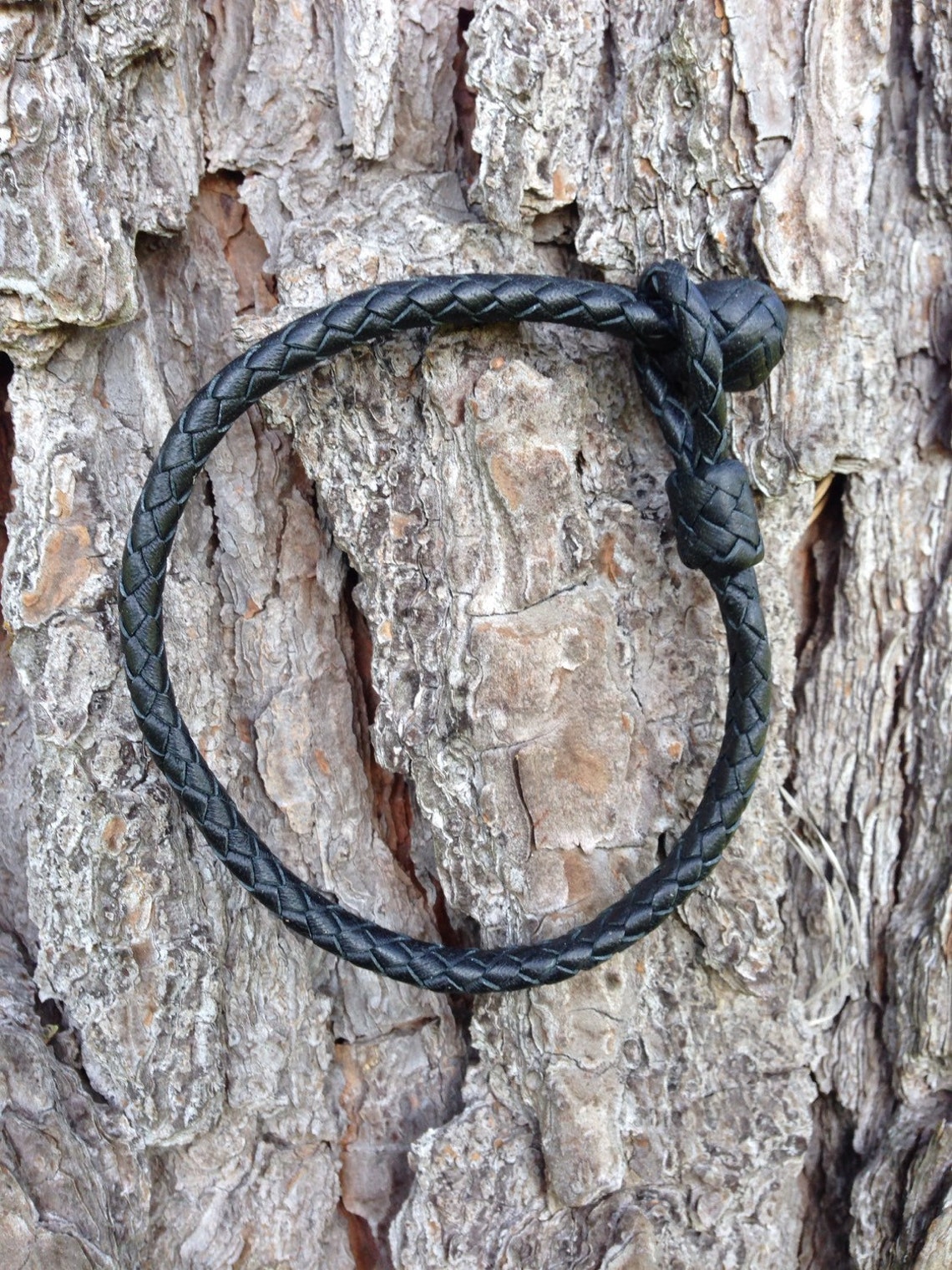 Flat Braid Kangaroo Leather Bracelet in Black - Etsy