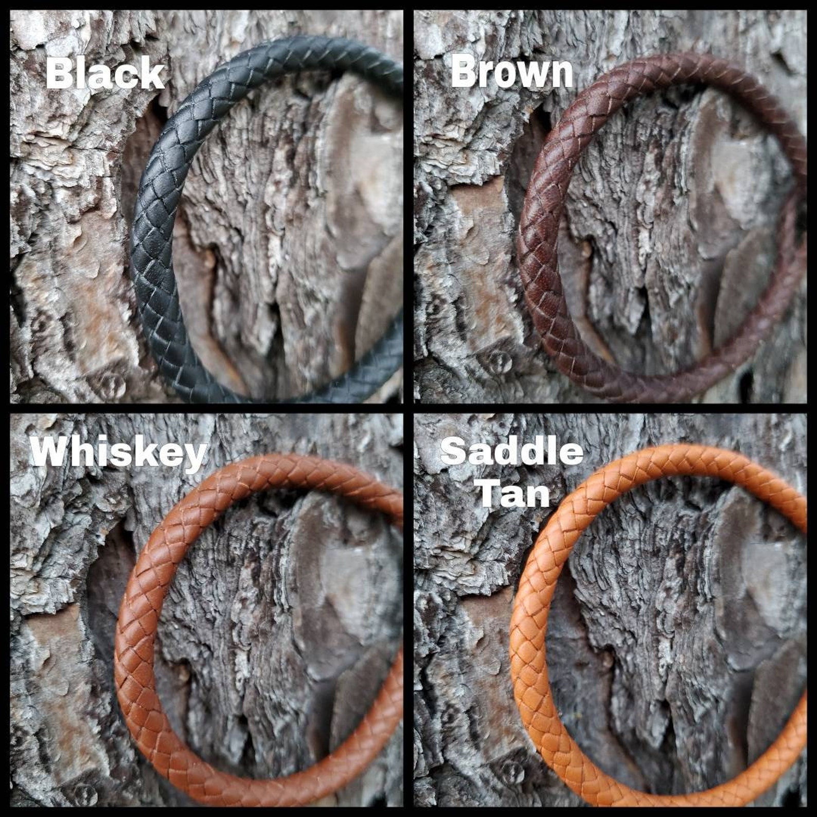 Flat Braid Kangaroo Leather Bracelet in Black - Etsy