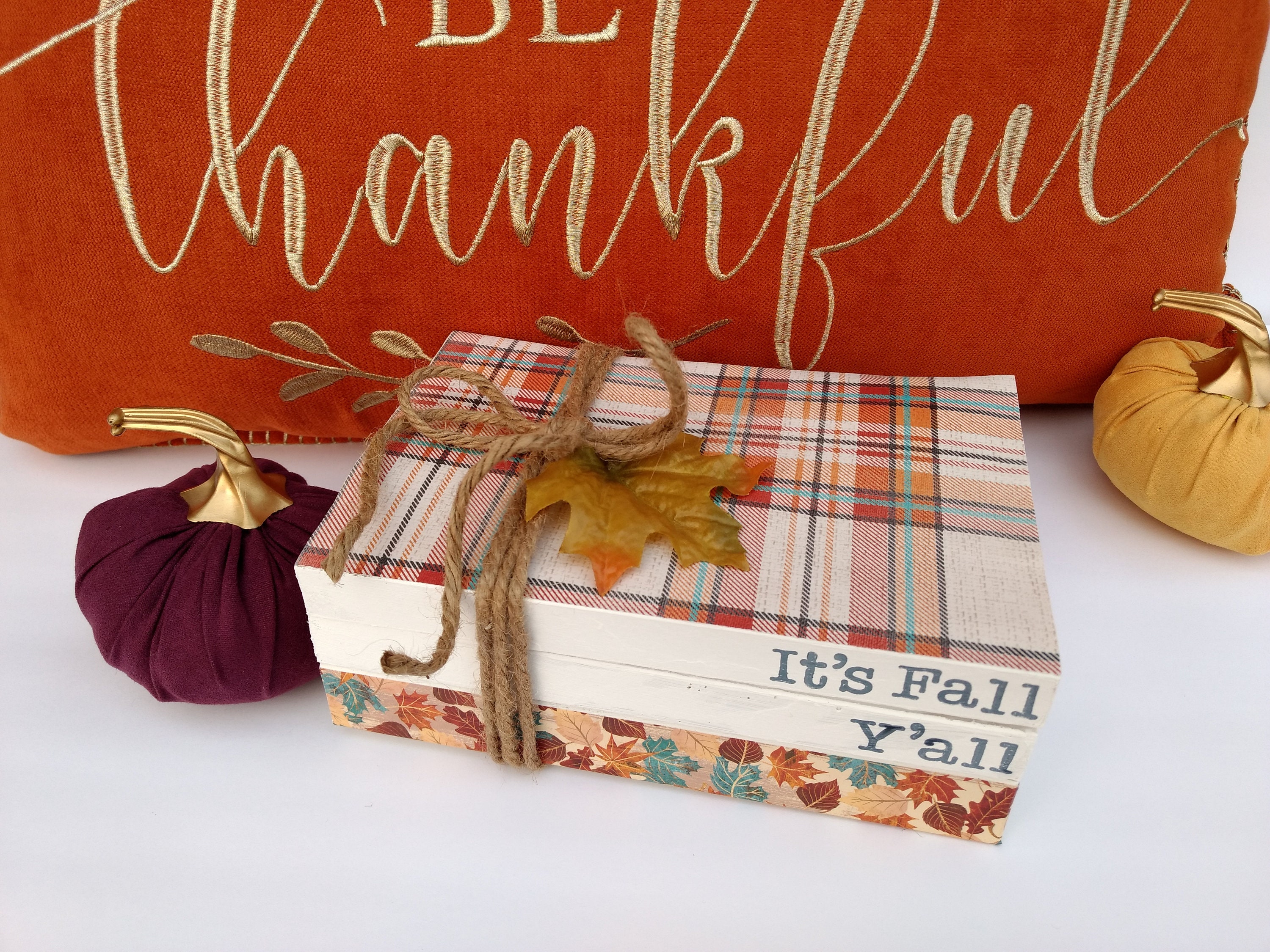 Fall Decor Fall Stamped Books Decorative Books Stamped - Etsy