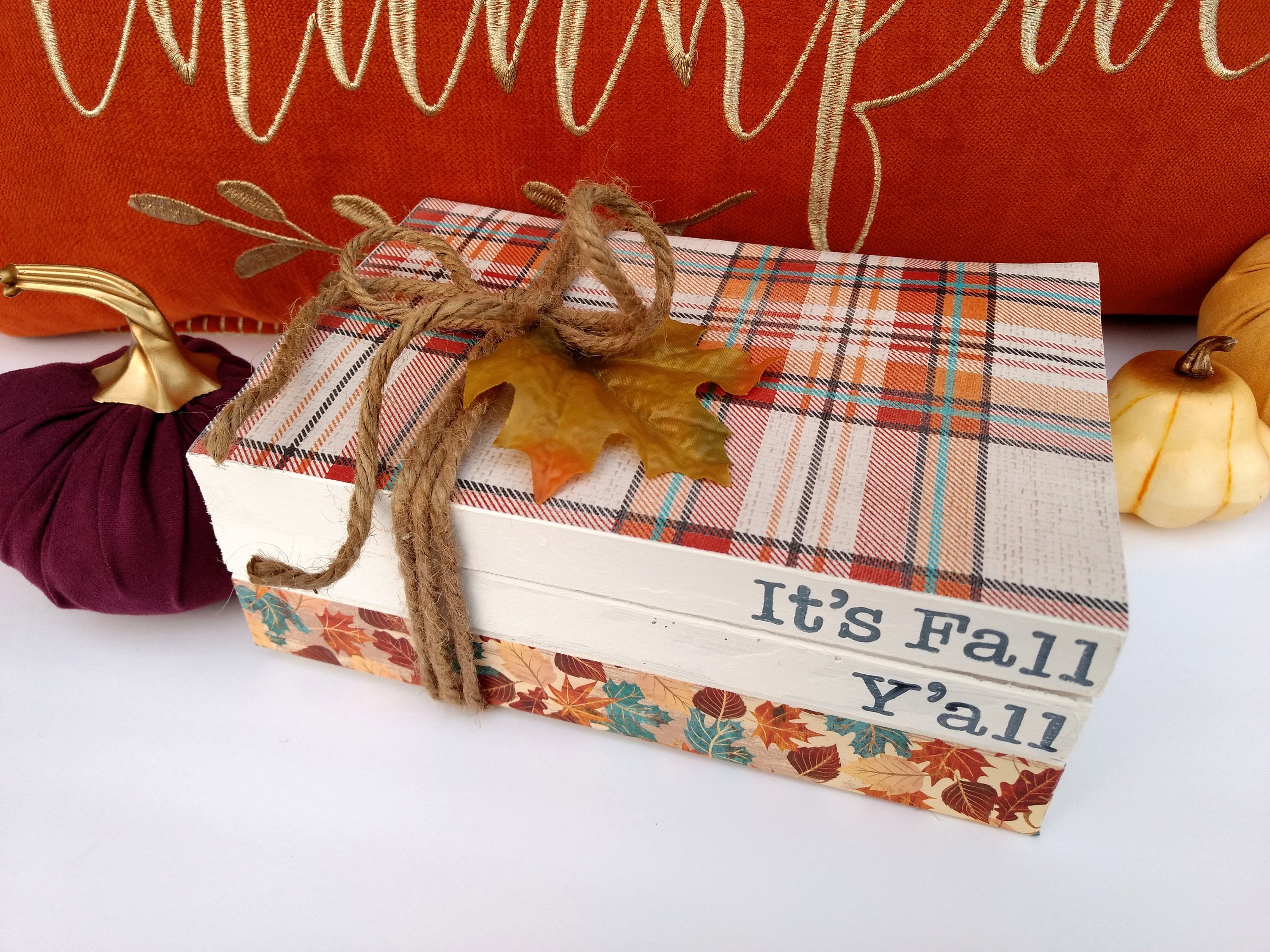 Fall Decor Fall Stamped Books Decorative Books Stamped - Etsy