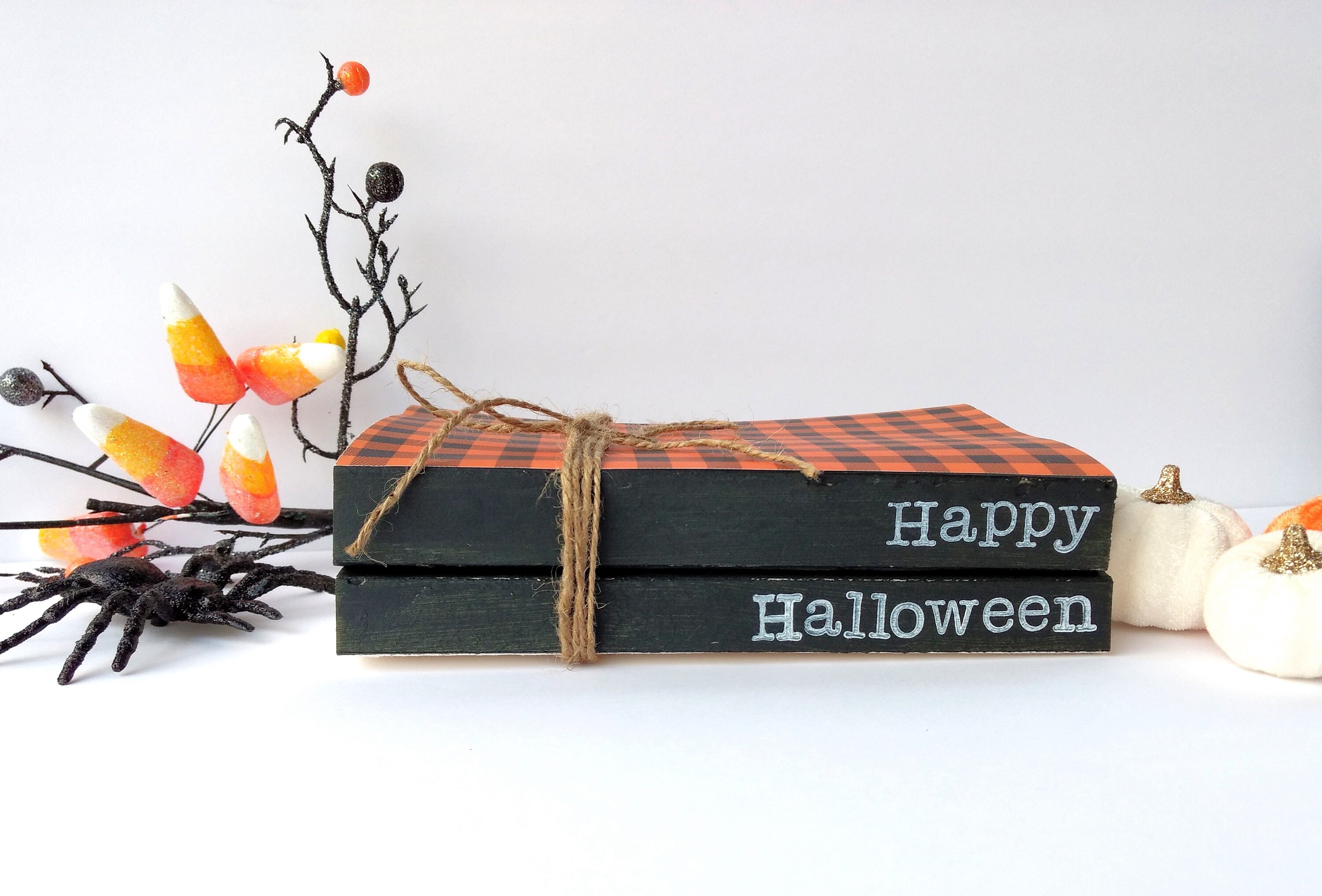 Halloween Decorative Books Halloween Decor Halloween Stamped | Etsy