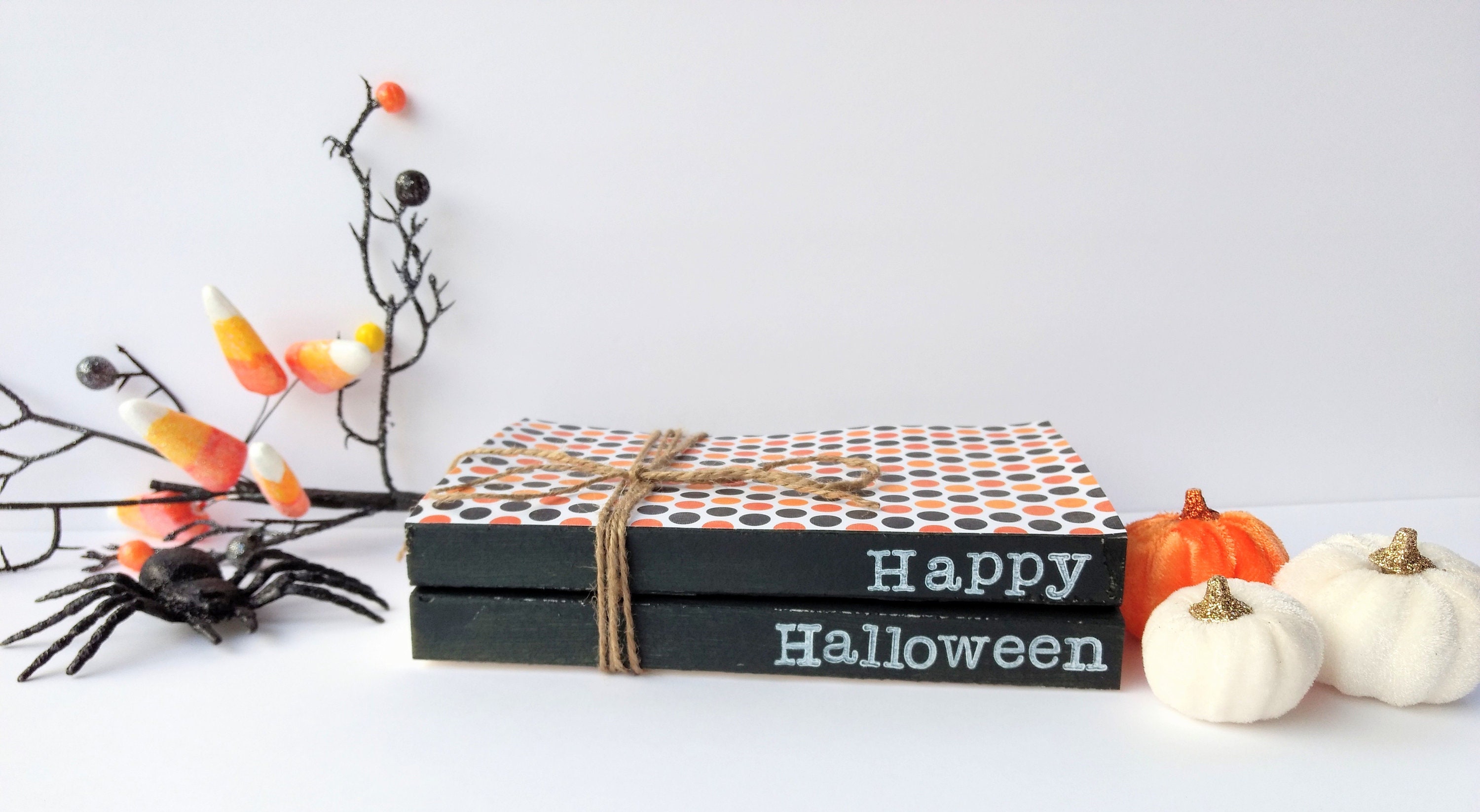 Halloween Decorative Books Halloween Decor Halloween Stamped | Etsy