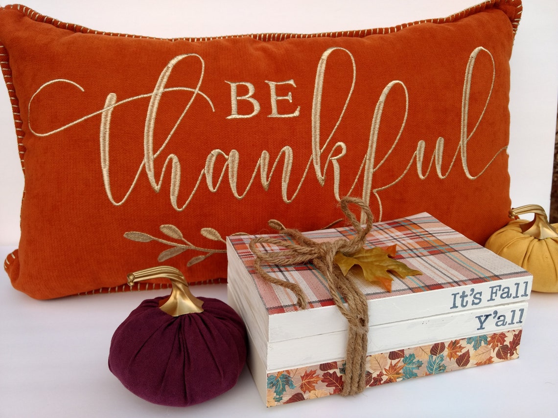 Fall Decor Fall Stamped Books Decorative Books Stamped - Etsy