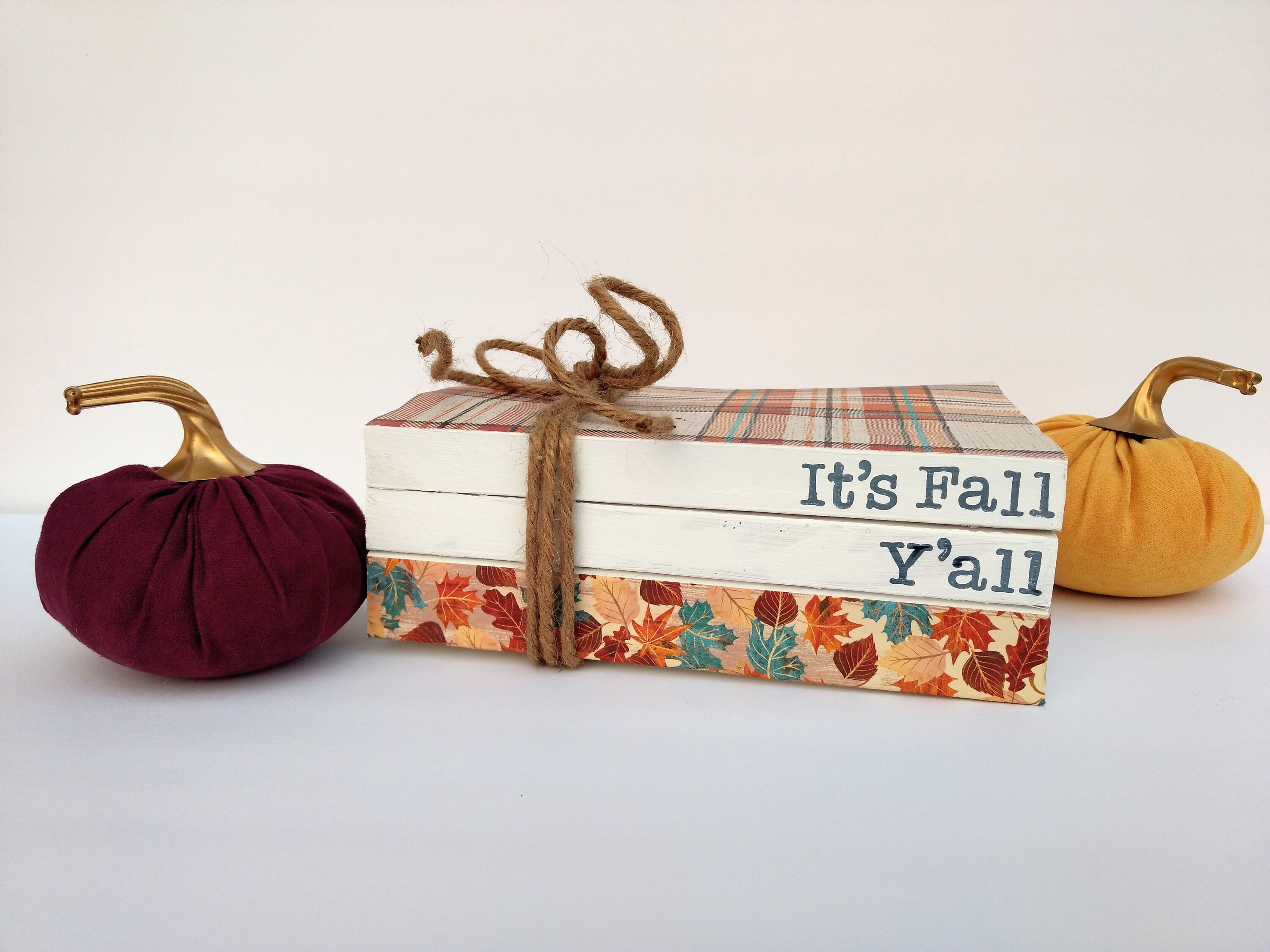 Fall Decor Fall Stamped Books Decorative Books Stamped - Etsy