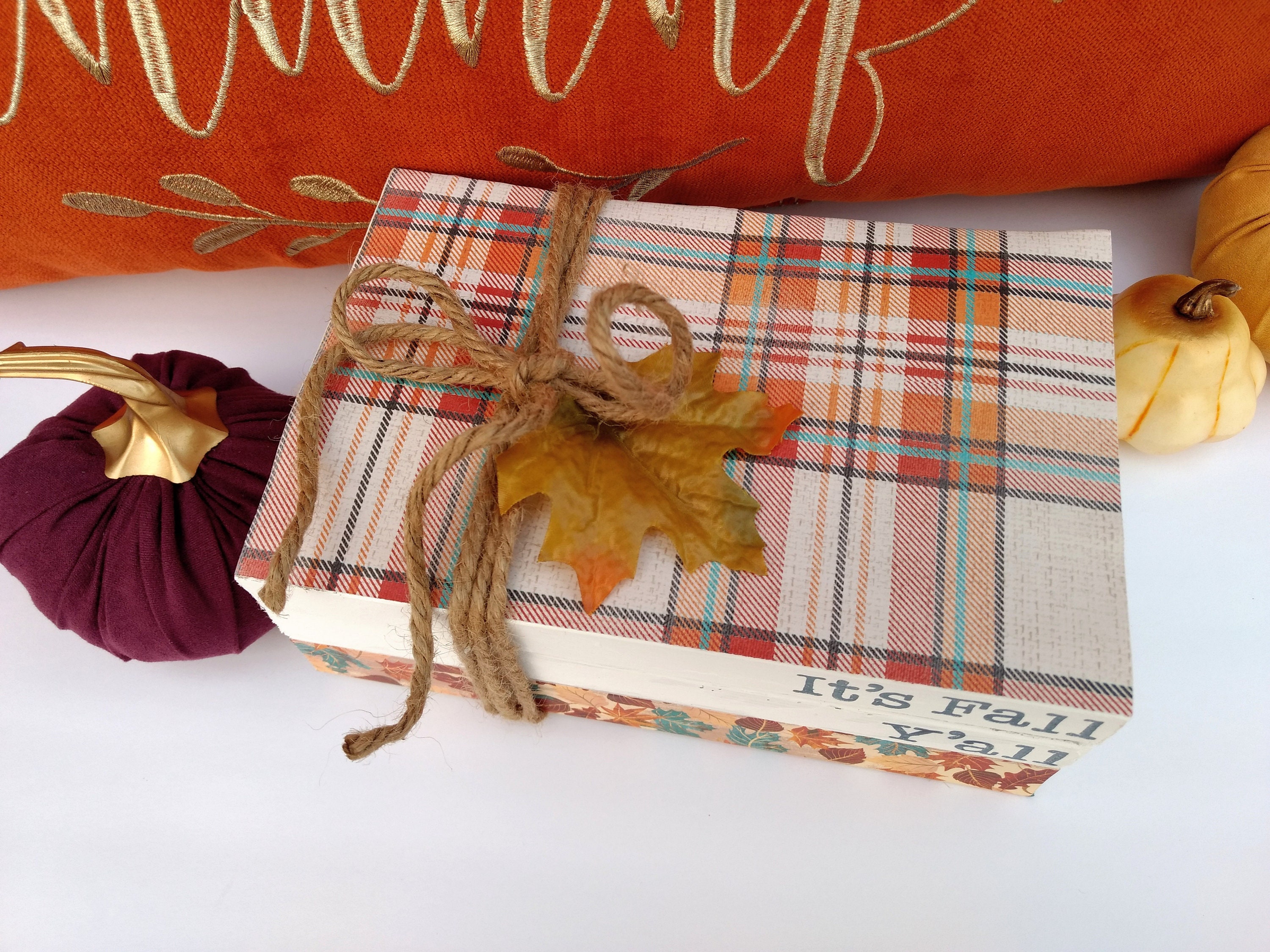 Fall Decor Fall Stamped Books Decorative Books Stamped - Etsy