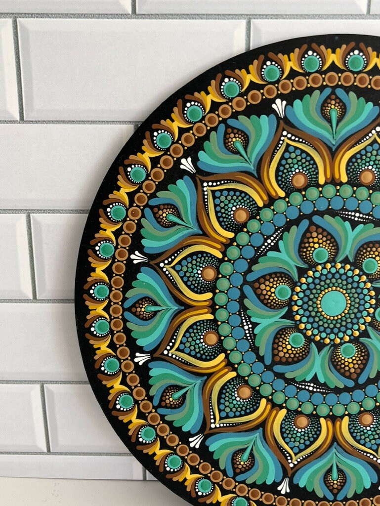 Mandala Art 25cm Hand Painted Board Dot Art Dot Mandala - Etsy