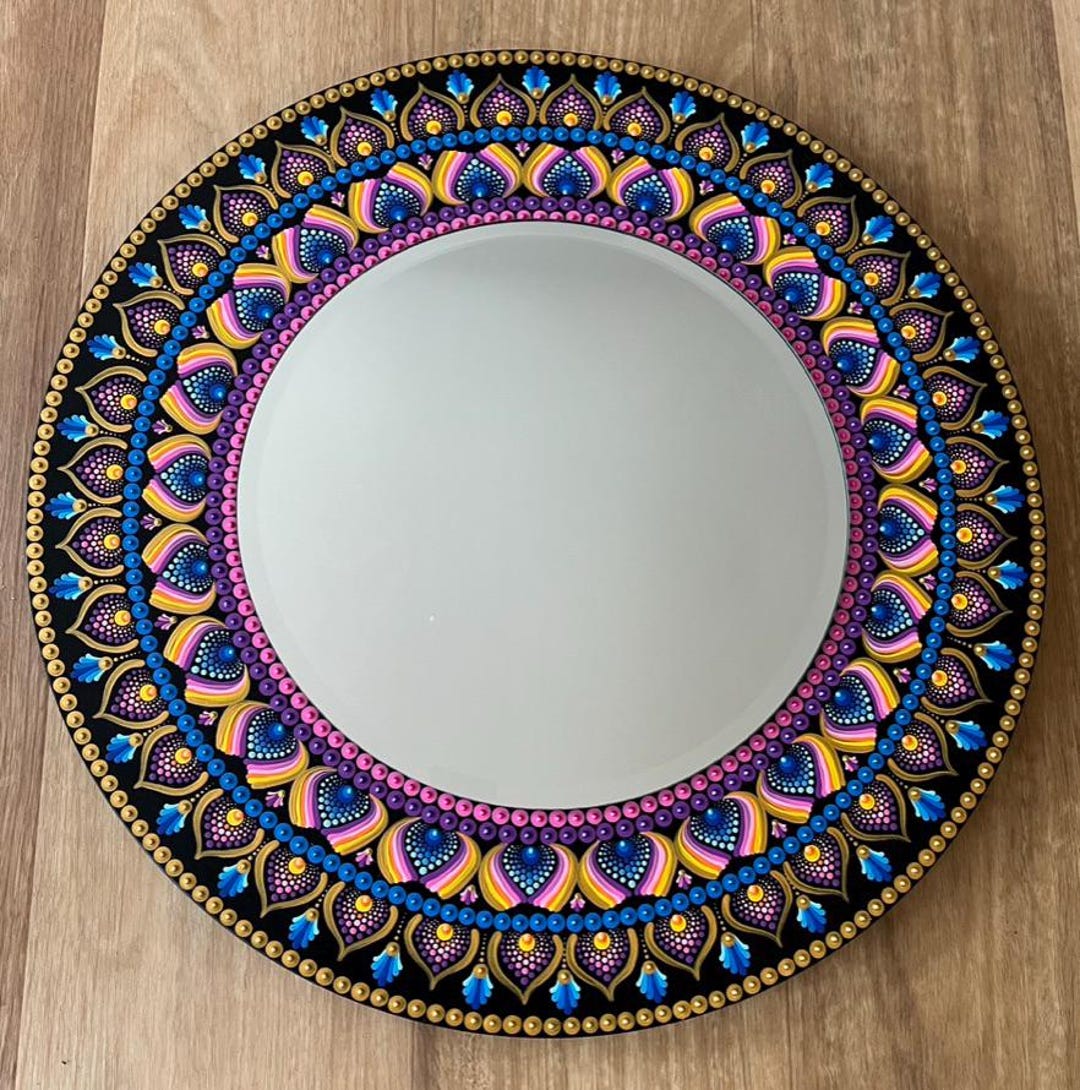 50cm (20 Inch) Mandala Mirror Painting, Hand Painted Mandala, Dot ...