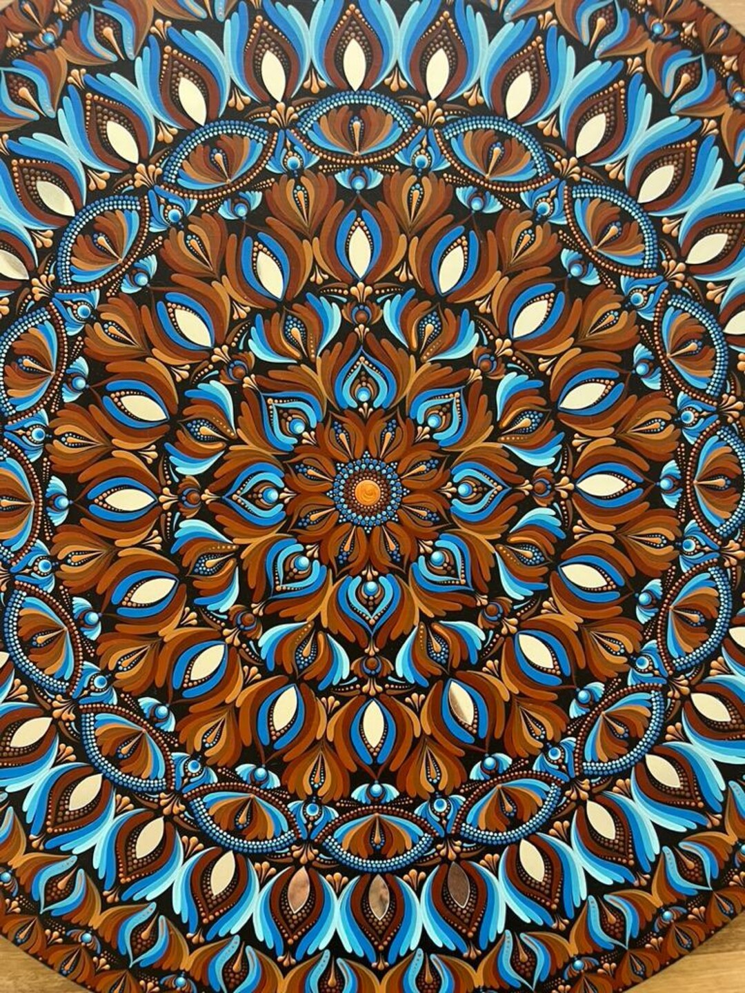 Mandala Painting, 60cm (24 Inch) Hand Painted Mandala, Whispering Ember ...