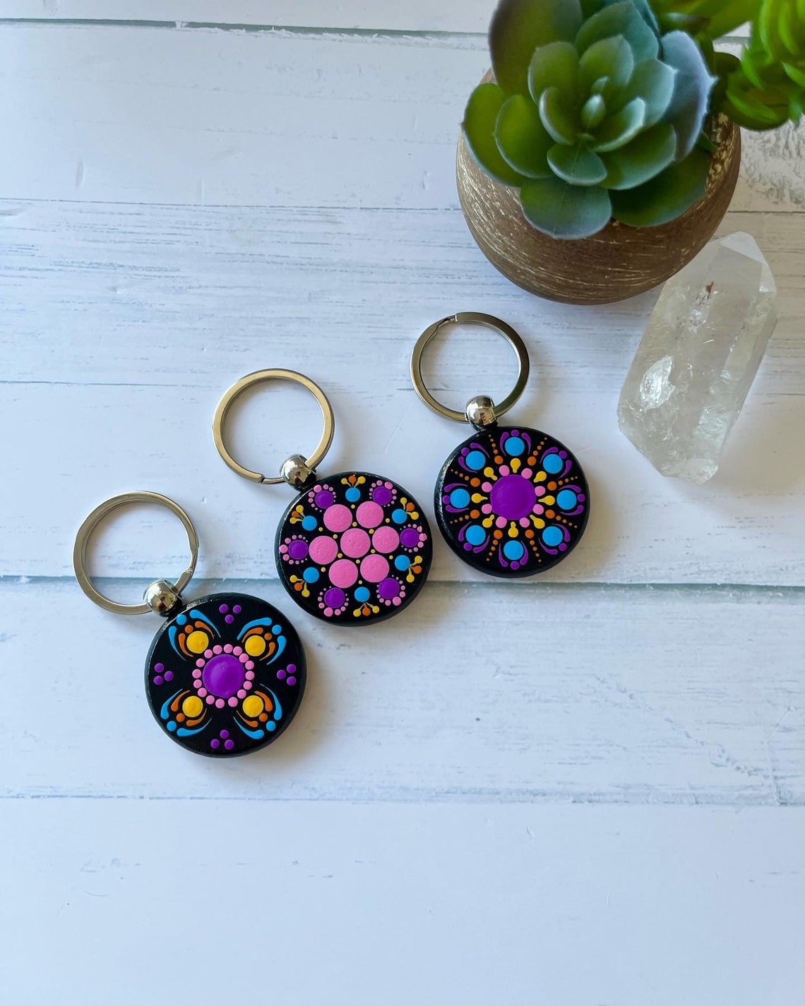 Mandala Art Keyring 3cm Hand Painted Dot Art Dot Mandala - Etsy